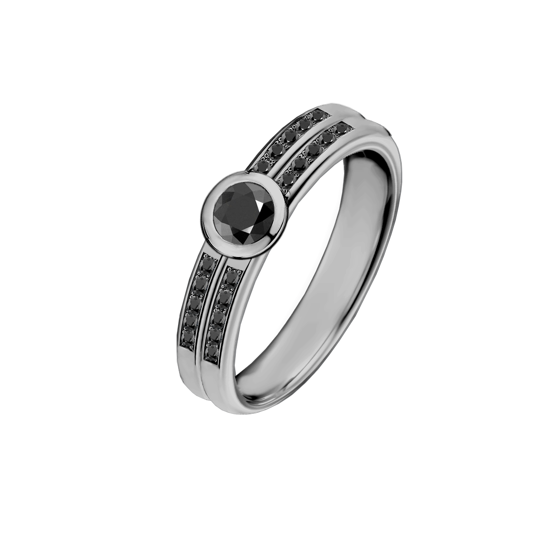 Anel de Diamantes Negros em Ouro Negro Paladinado - BEZEL – Verse ...